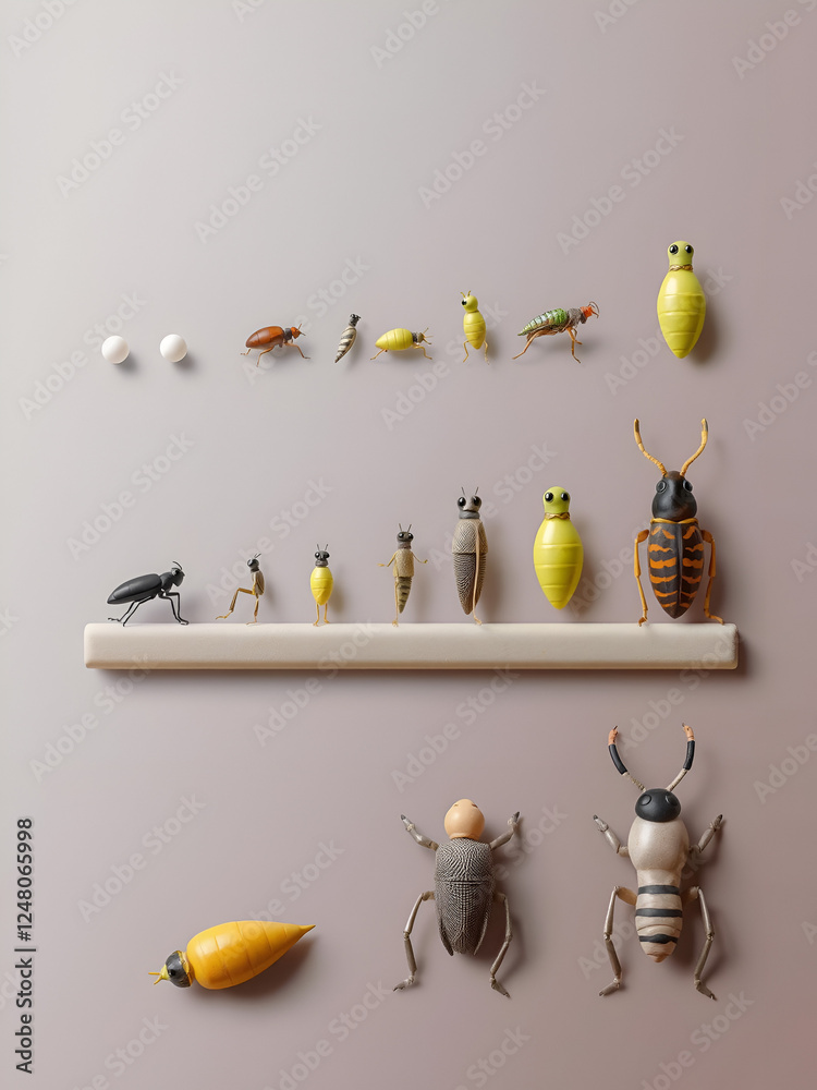 Foto de Stock Insect Metamorphosis: A collection of stylized insect ...