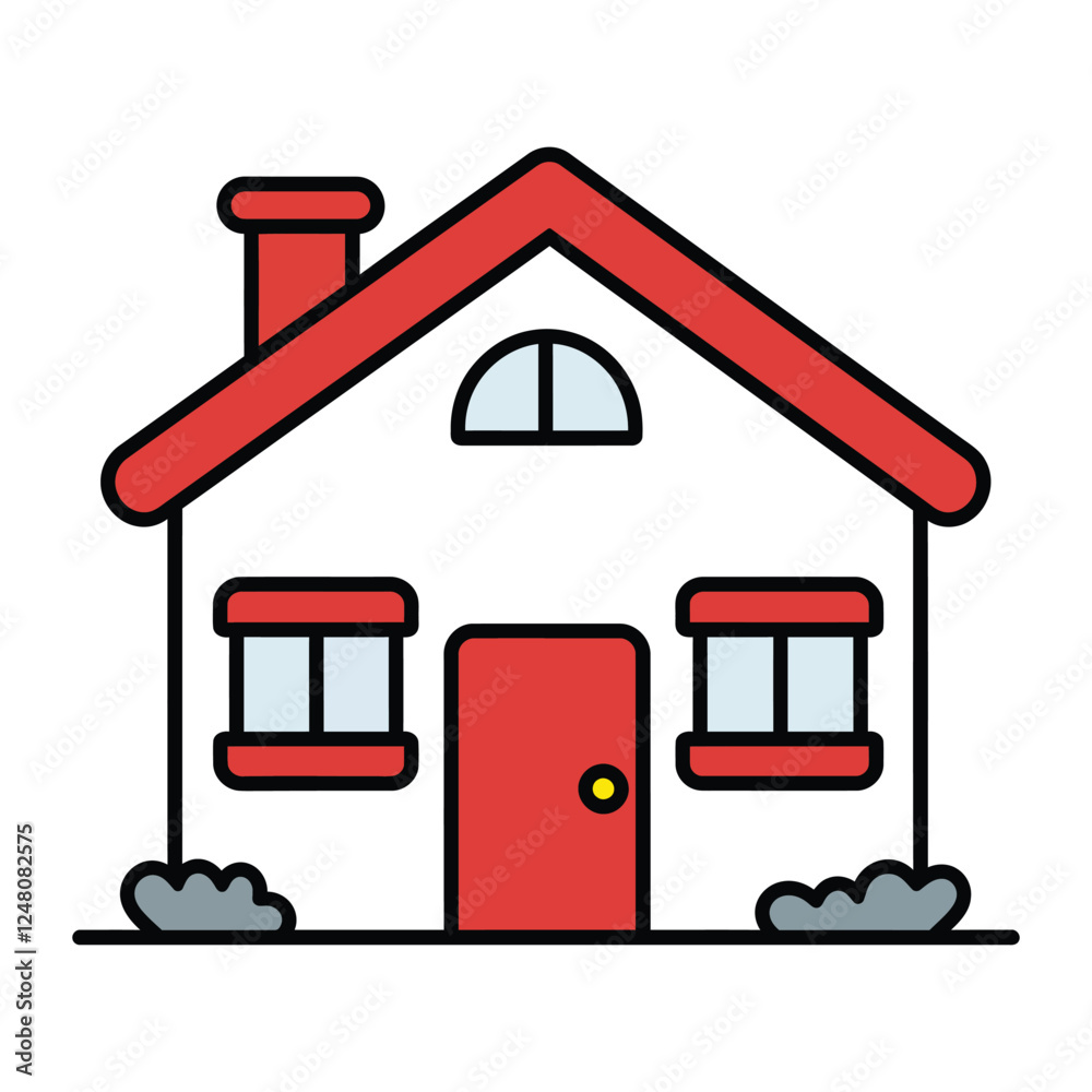 house line art coloring page vector illustration Stock Vector | Adobe Stock