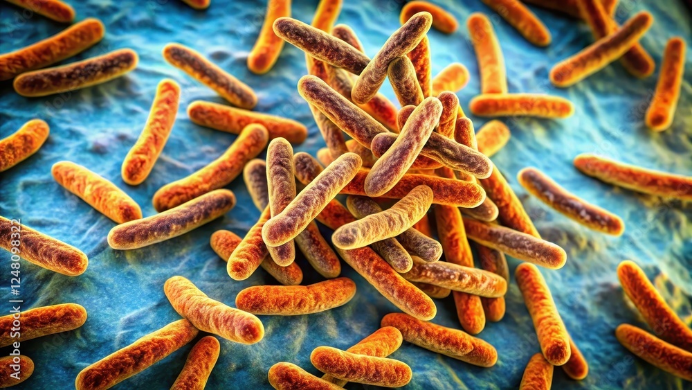 Mycobacterium tuberculosis bacteria colony on a tissue surface under ...