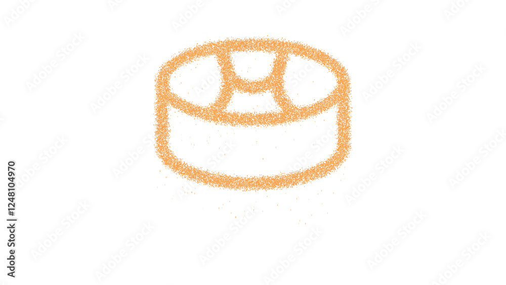 Icon drum steelpan is made of yellow grains of sand. Some grains of ...
