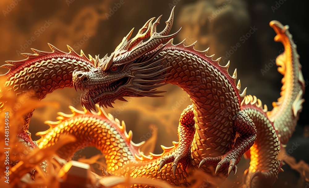 Vivid 4k wallpapers of abstract dragons showcasing gold and red colors ...