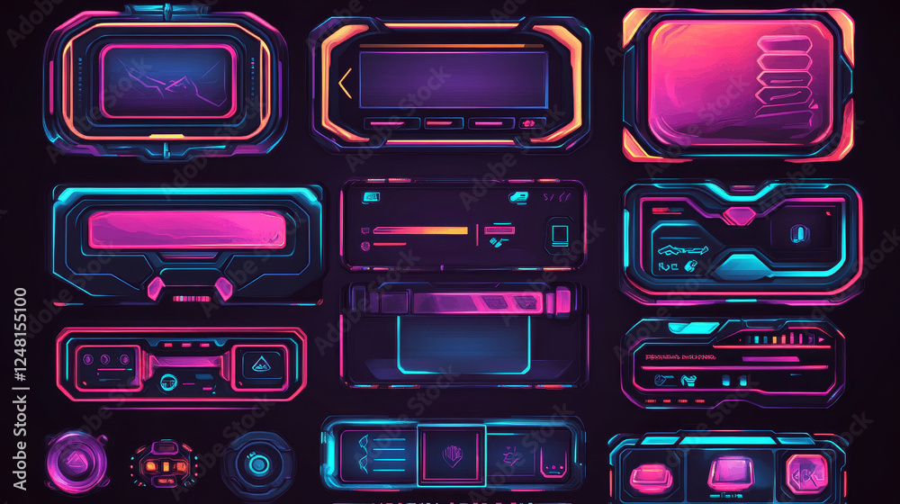 Stream overlay, game twitch frame. Streaming screen, username panels ...