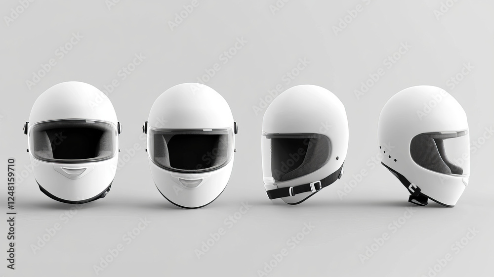 Motorcycle and scooter helmet for head protection. Realistic 3d vector ...