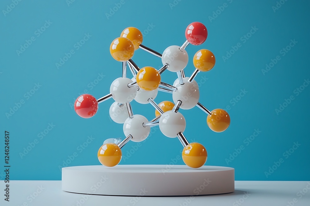 3D molecular structure, chemical formula model in isolated blue ...