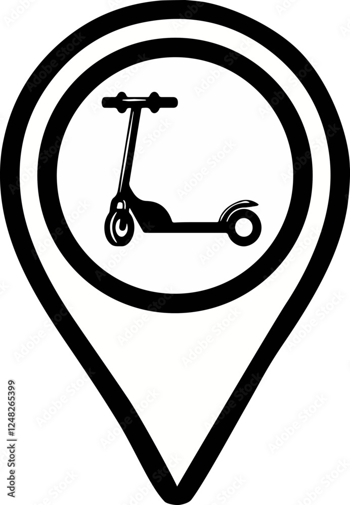 Vector icon on whte background of scooter rental points and scooter ...