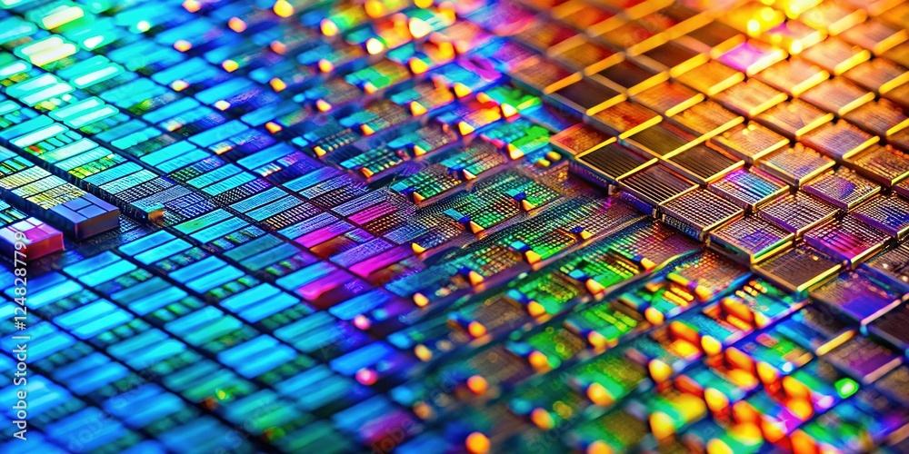 Close-up of Silicon Semiconductor Wafer - High-Resolution Image for ...