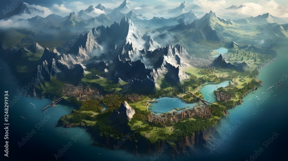 Captivating old world cartography featuring a detailed map with compass ...