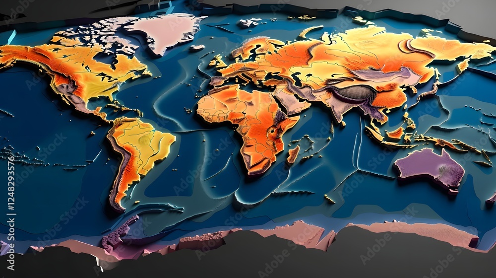Comprehensive World Map Highlighting Tectonic Plate Boundaries Fault ...