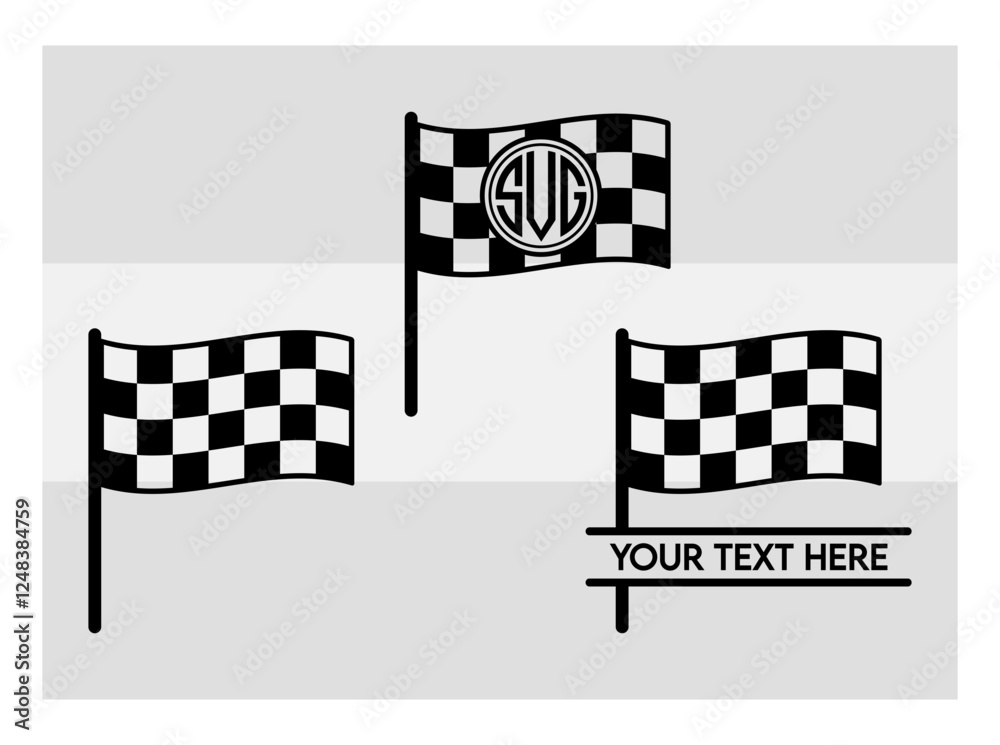 Vector de Stock Racing Flag SVG Silhouette Bundle, Racing Svg, Racing ...