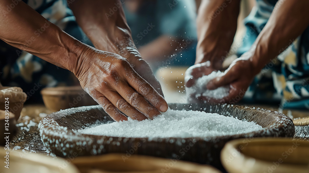 Dohyo Preparation Ritual – A close-up of sumo officials smoothing the ...