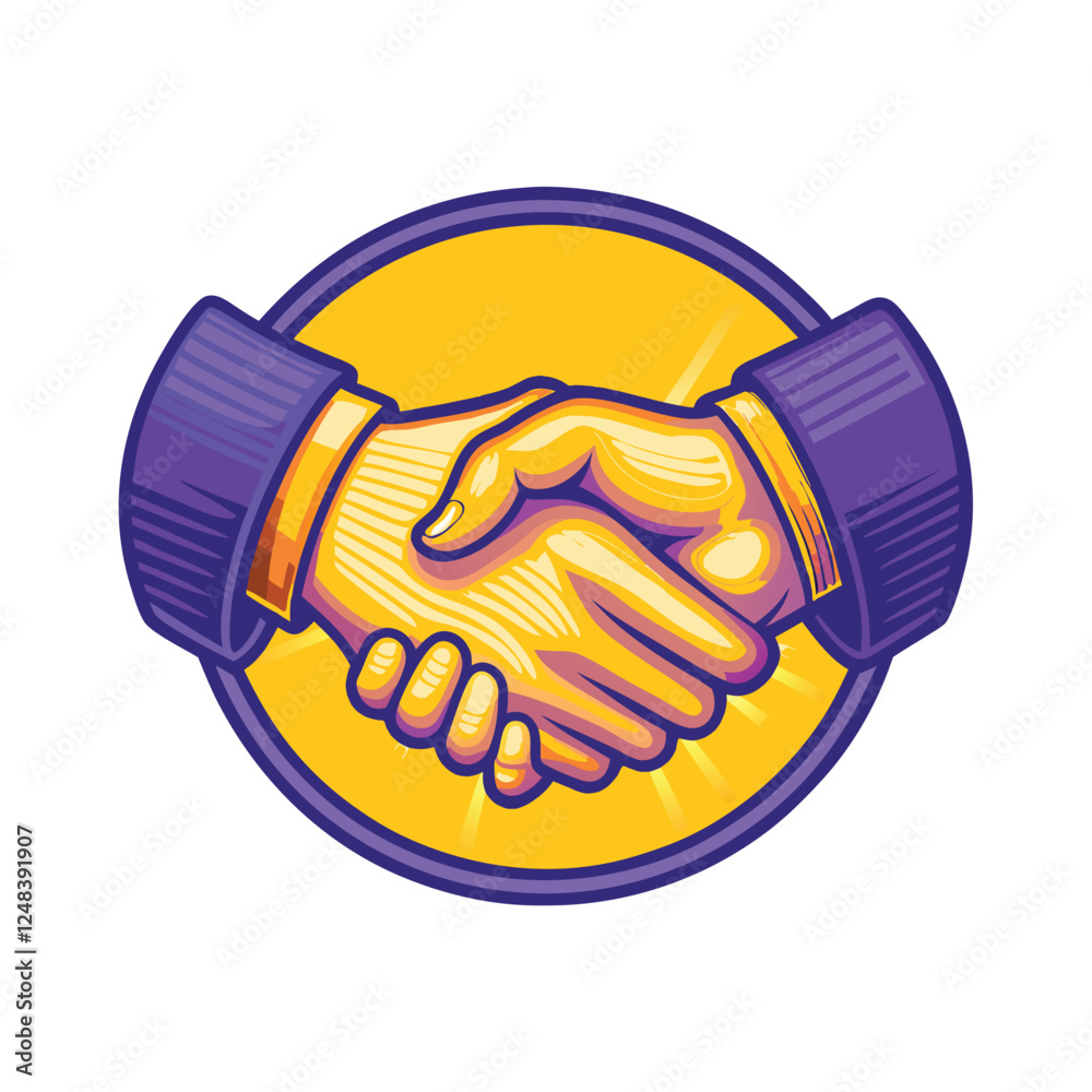 Design a vibrant handshake icon featuring a smooth, professional ...