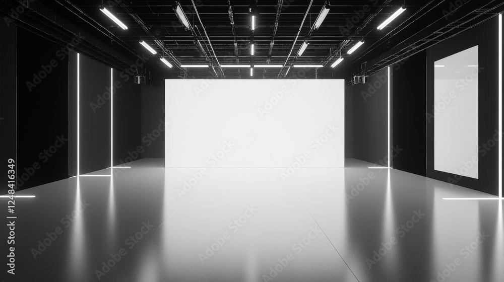 360 degree full panorama environment map of empty modern white studio ...