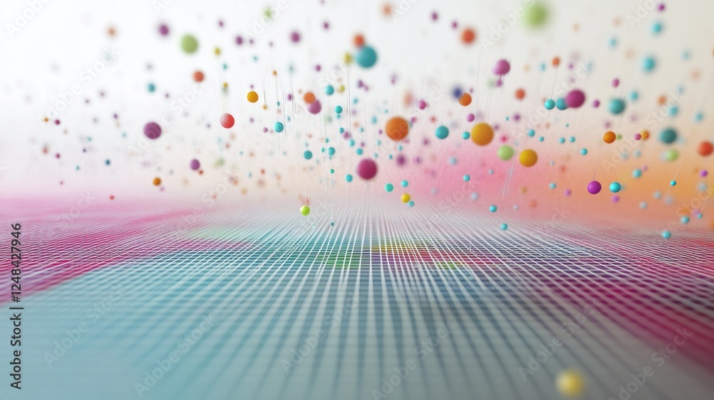 A close-up of a D scatter plot with data points floating above a grid ...