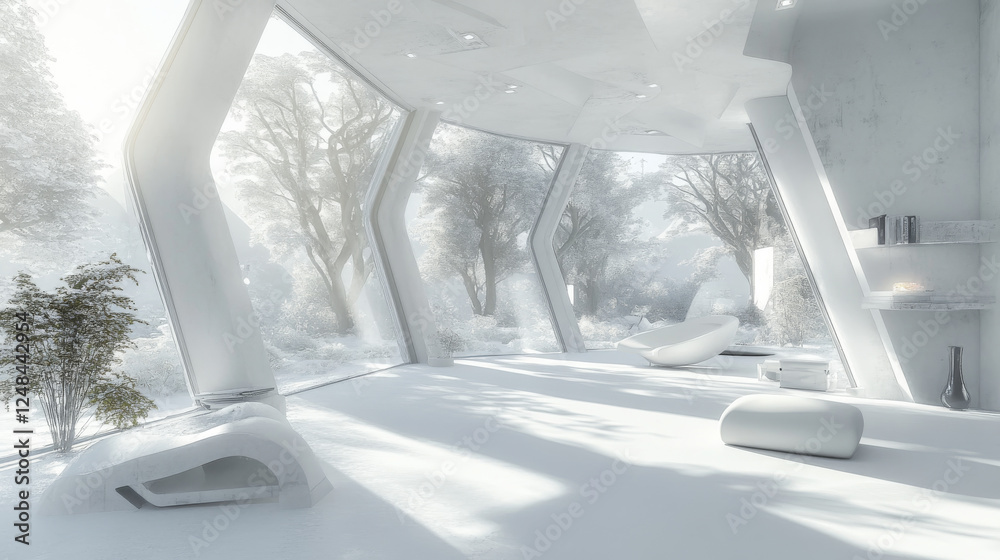 360 degree full panorama environment map of empty white room with big ...