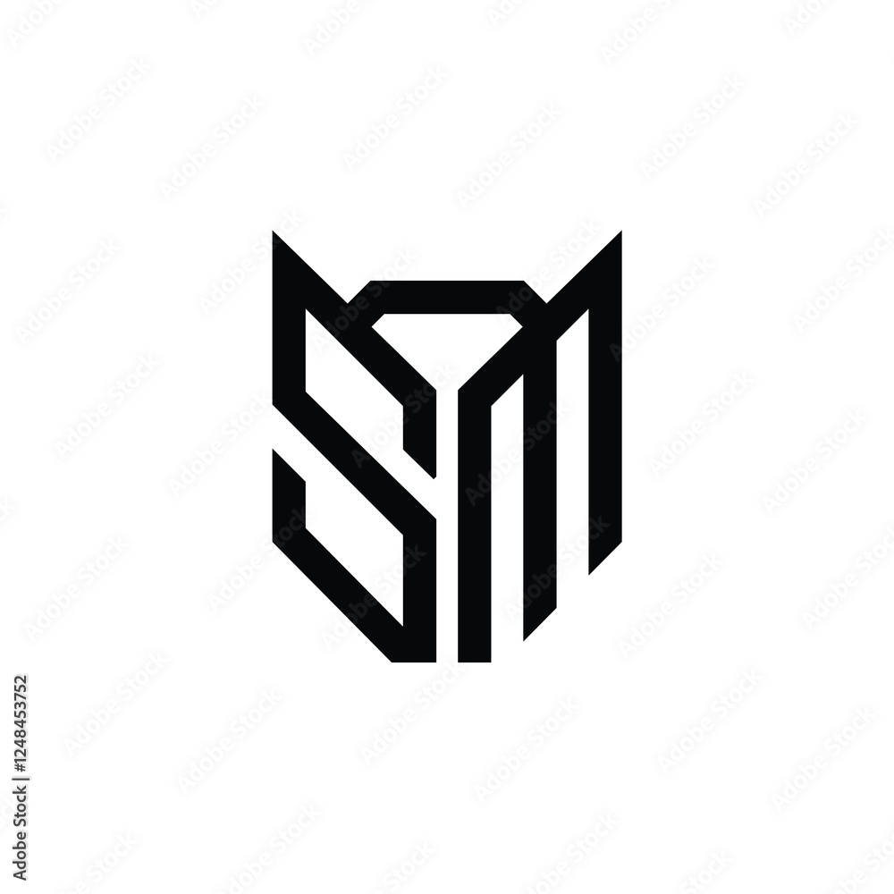 SM monogram logo design letter text name symbol monochrome logotype ...
