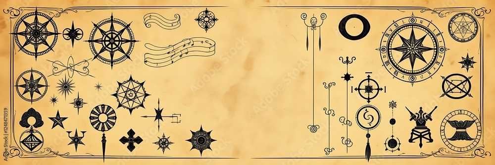 Ilustración de Stock Generative AI Vintage Nautical Chart Elements ...