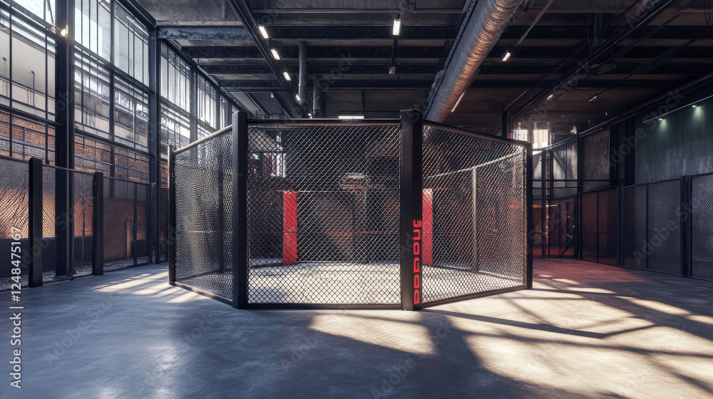 full 360 degree panorama virtual environment map of mma cage in ...
