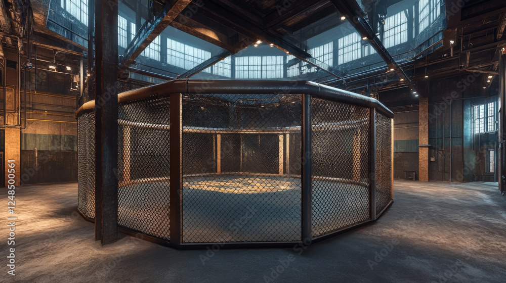 full 360 degree panorama virtual environment map of mma cage in ...