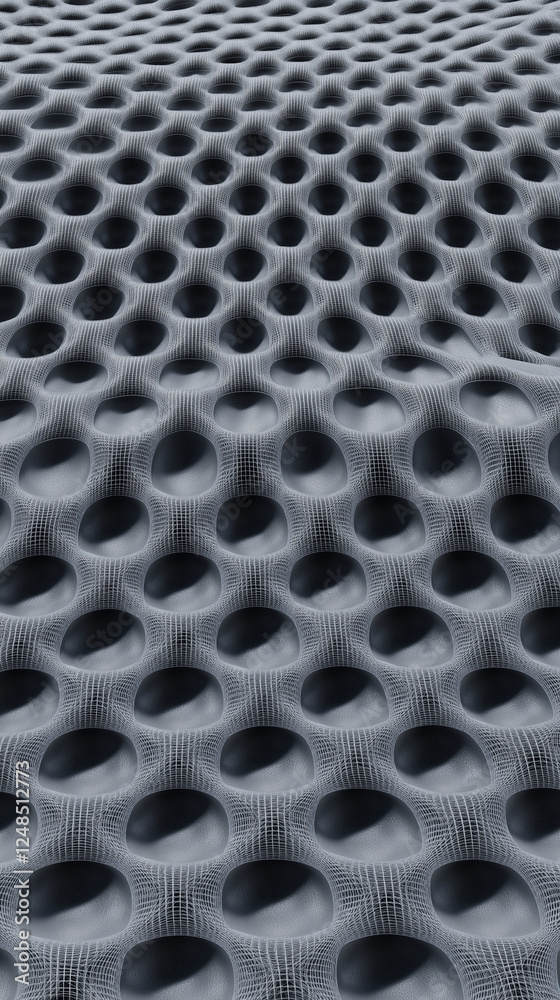 Gyroid network creating wavy surface with circular holes. Minimalist ...