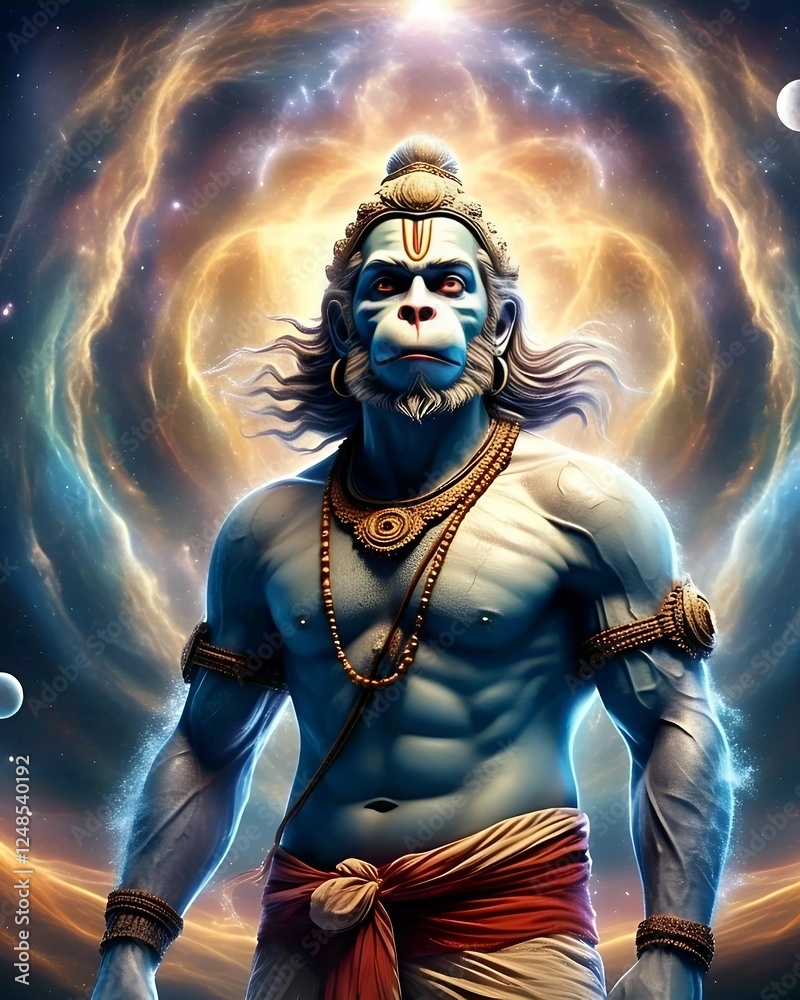 Divine Lord Hanuman Ji 4K HD High-Quality Cosmic Wallpaper - Powerful ...