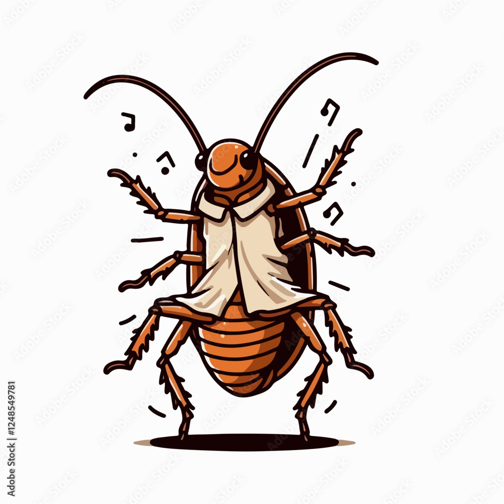 Vector de Stock Cockroach Dance Party: A cockroach in a white shirt ...