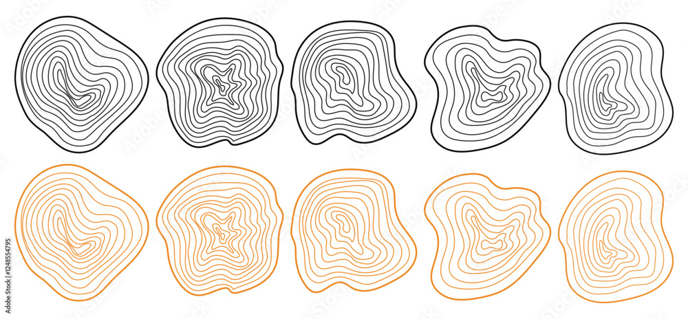 Vector de Stock Grid tree ring pattern. Wooden tree rings vector ...