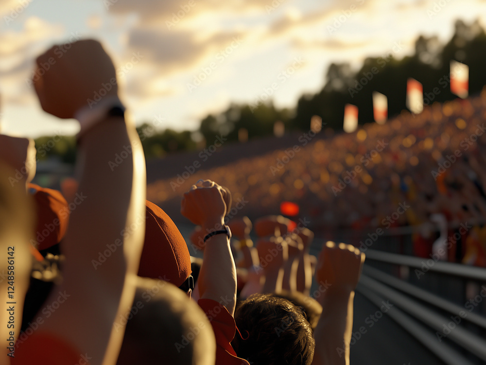 Excited F1 Audience Cheering at a Thrilling Daytime Race Stock Photo ...