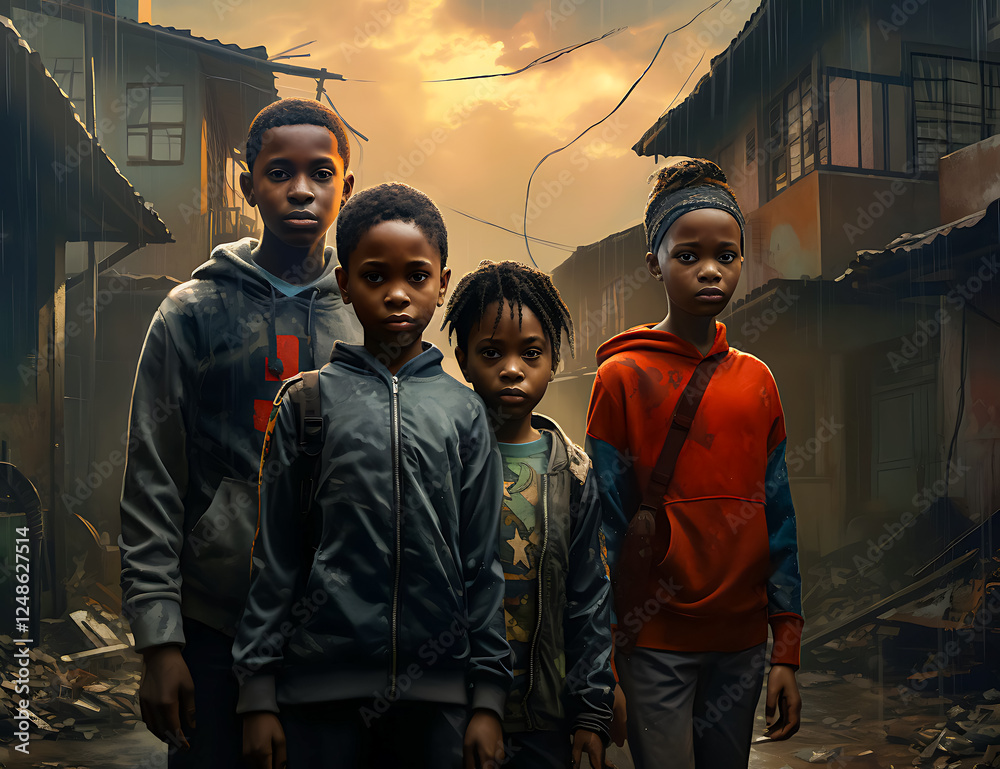 Portrait of an African family showing unity and tradition. The parents ...