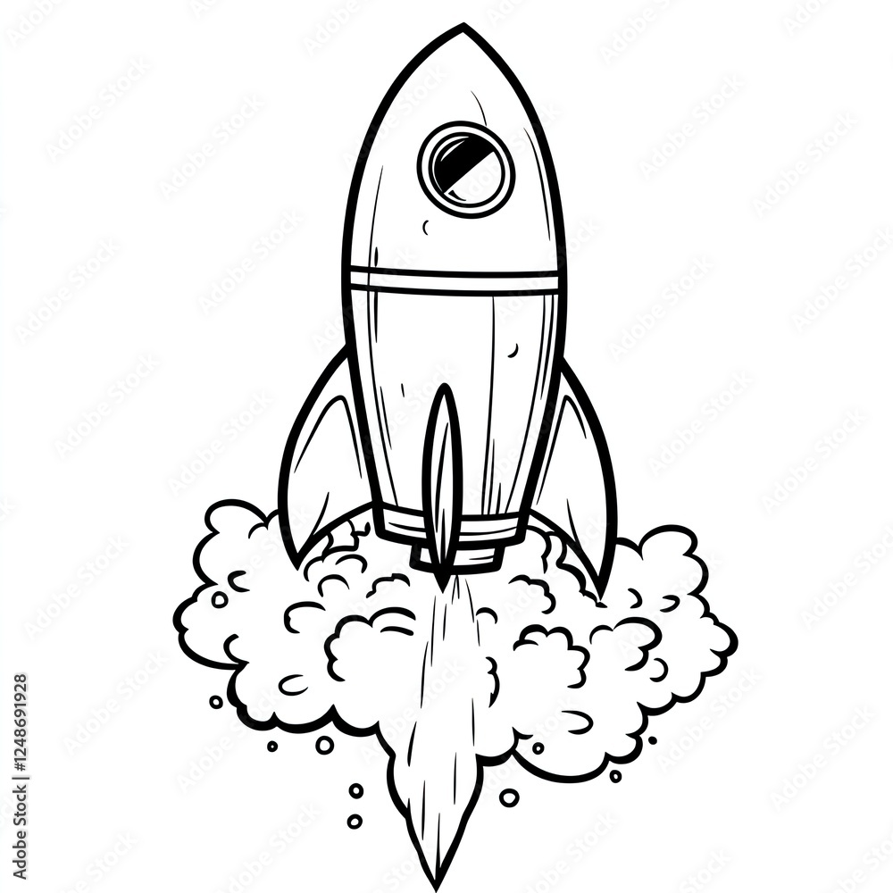 Simple Rocket Ship Coloring Page Fun Space Exploration Activity for ...