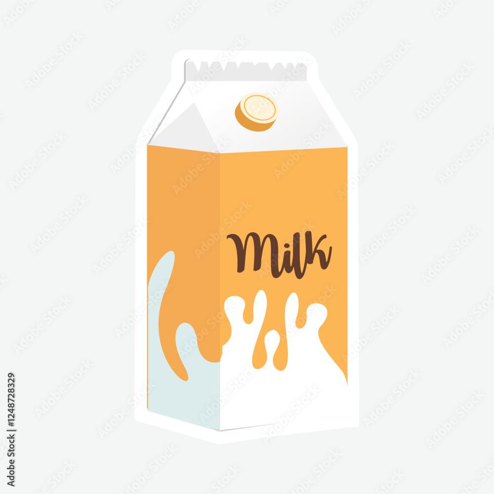 Milk Carton Vector Sticker. Vector illustration of a milk carton with a ...