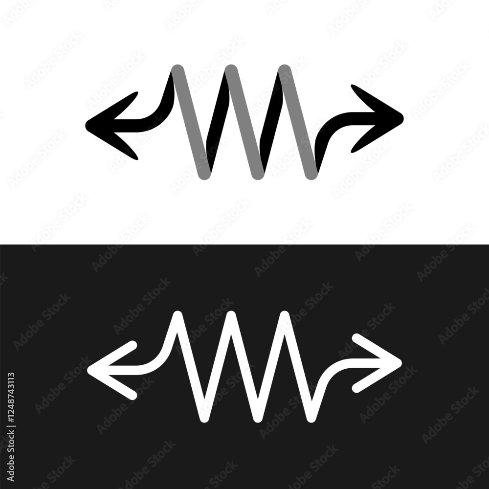 Power cable spring tension icon. Fitness rubbers logo. Gym force rope ...