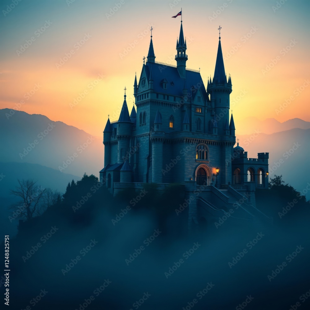 Beautiful castle with gradient background 4k wallpaper background ...
