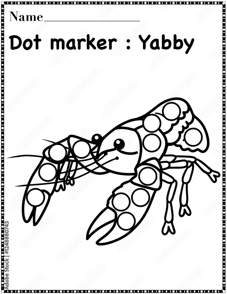 Yabby dot marker worksheet activity for kids, preschool, kindergarten ...