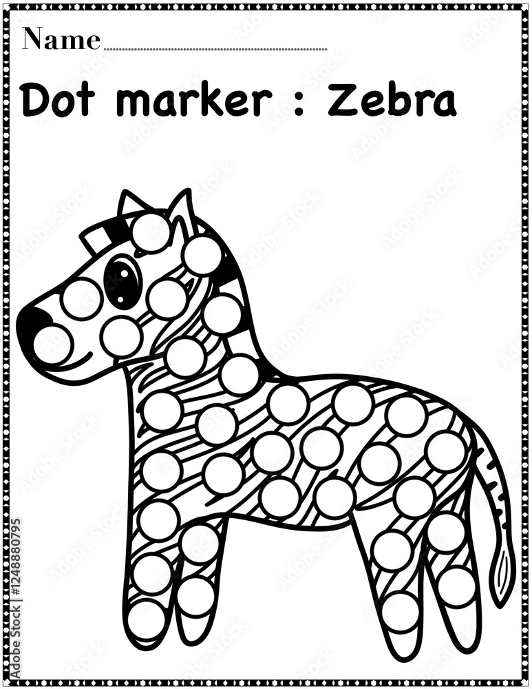 Ilustración de Stock Zebra dot marker worksheet activity for kids ...