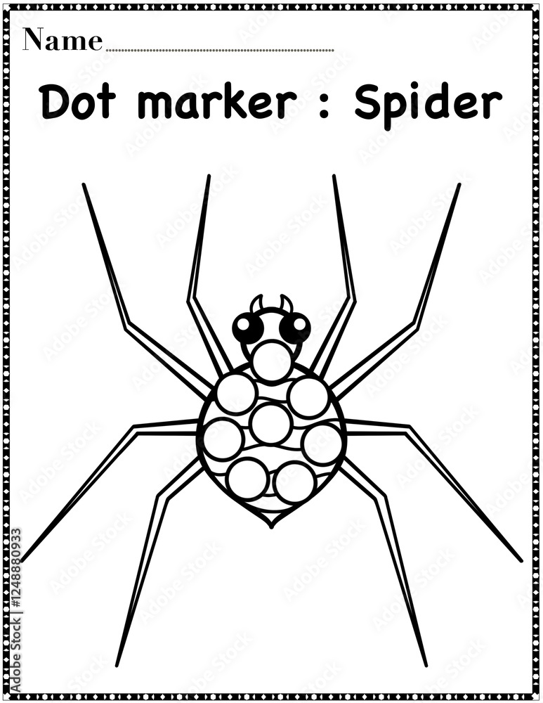 Spider dot marker worksheet activity for kids, preschool, kindergarten ...