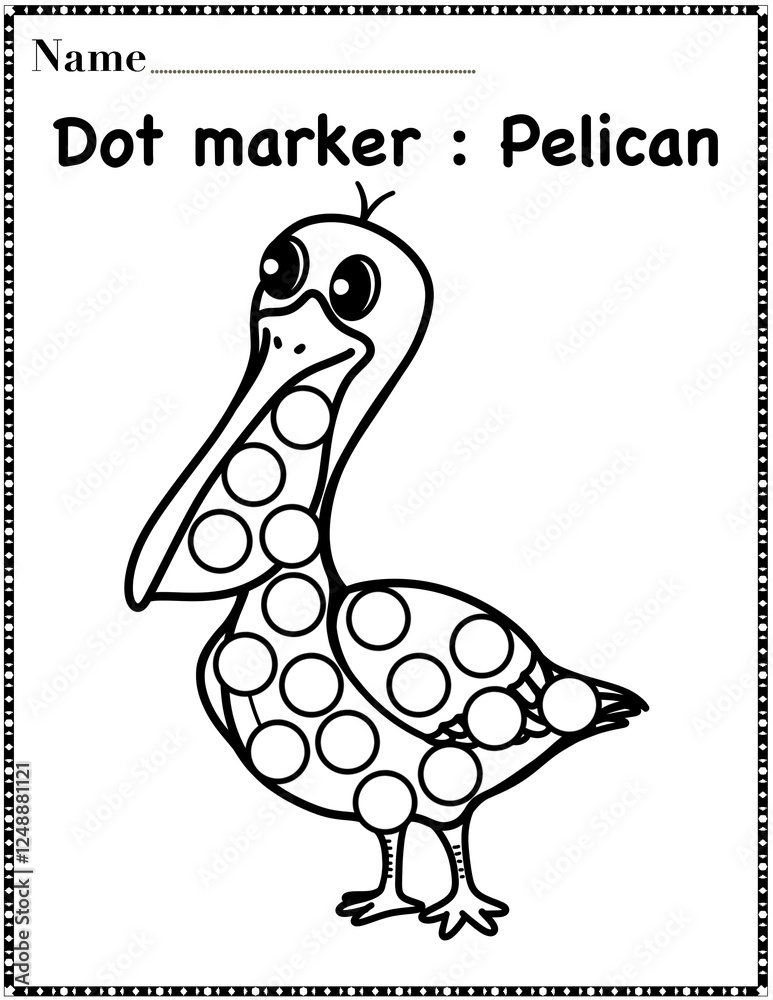 Pelican dot marker worksheet activity for kids, preschool, kindergarten ...