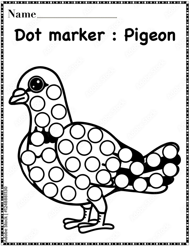 Pigeon dot marker worksheet activity for kids, preschool, kindergarten ...