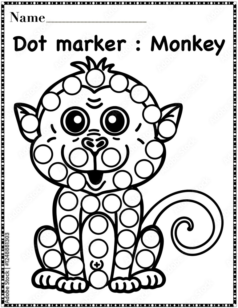 Ilustración de Stock Monkey dot marker worksheet activity for kids, preschool, kindergarten and ...