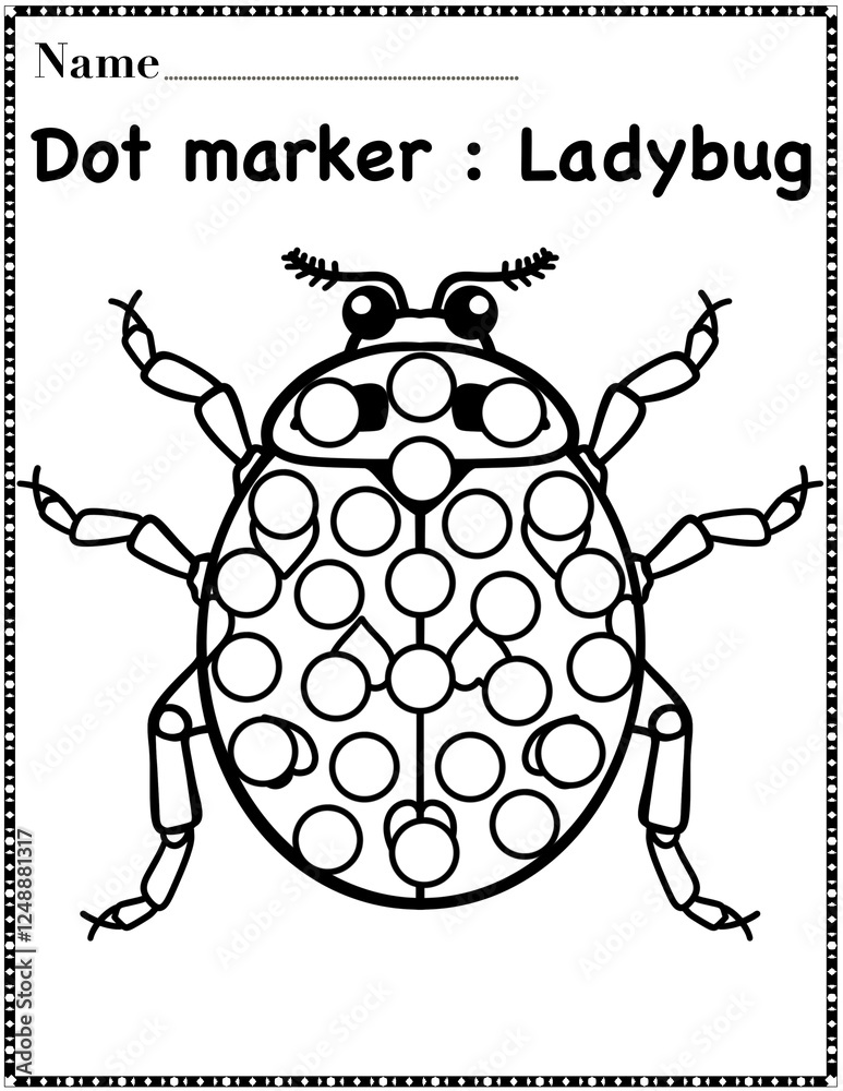 Ladybug dot marker worksheet activity for kids, preschool, kindergarten ...
