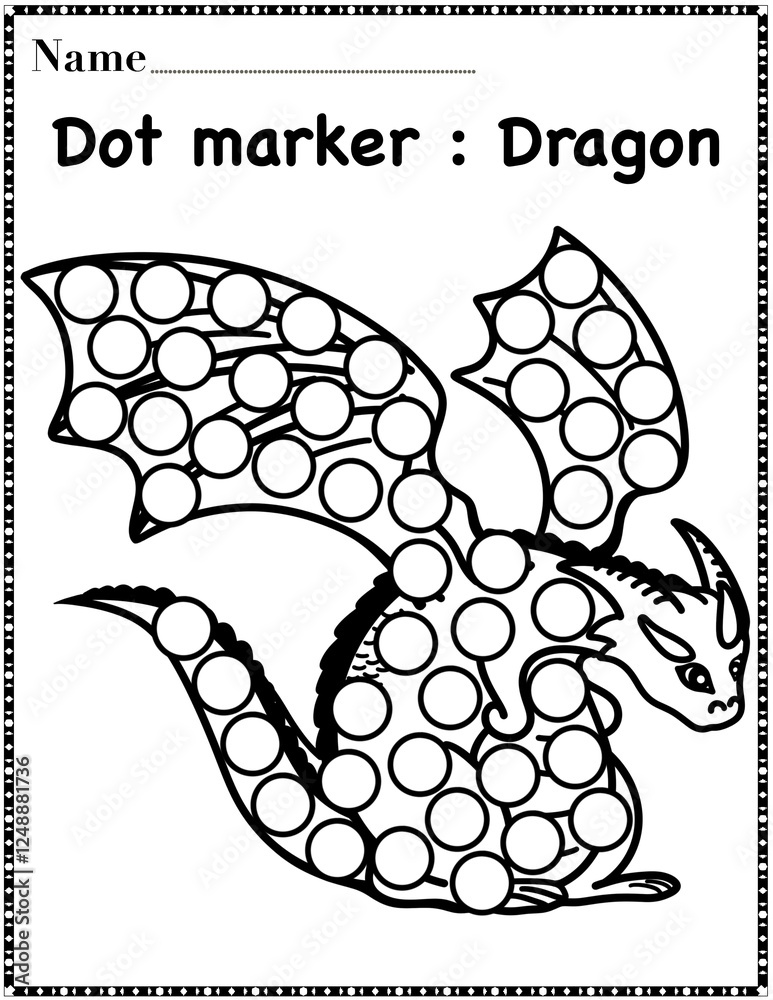 Dragon dot marker worksheet activity for kids, preschool, kindergarten ...