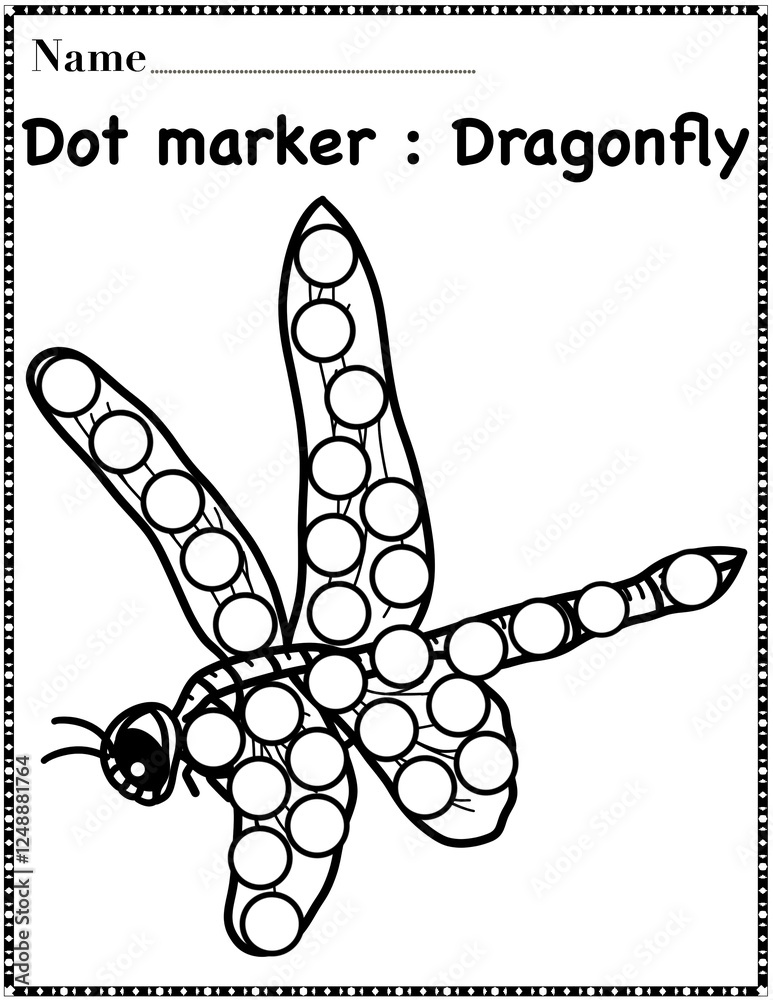 Dragonfly dot marker worksheet activity for kids, preschool ...