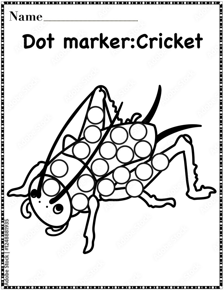 Cricket dot marker worksheet activity for kids, preschool, kindergarten ...