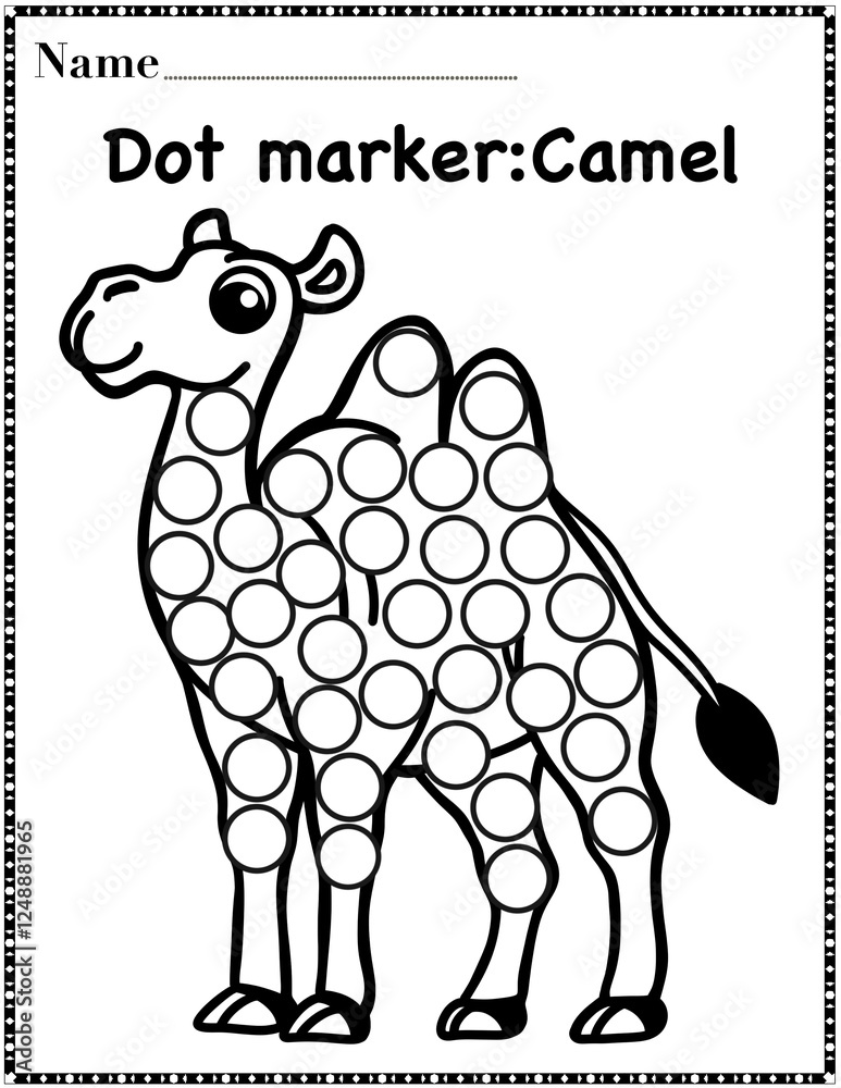 Camel dot marker worksheet activity for kids, preschool, kindergarten ...