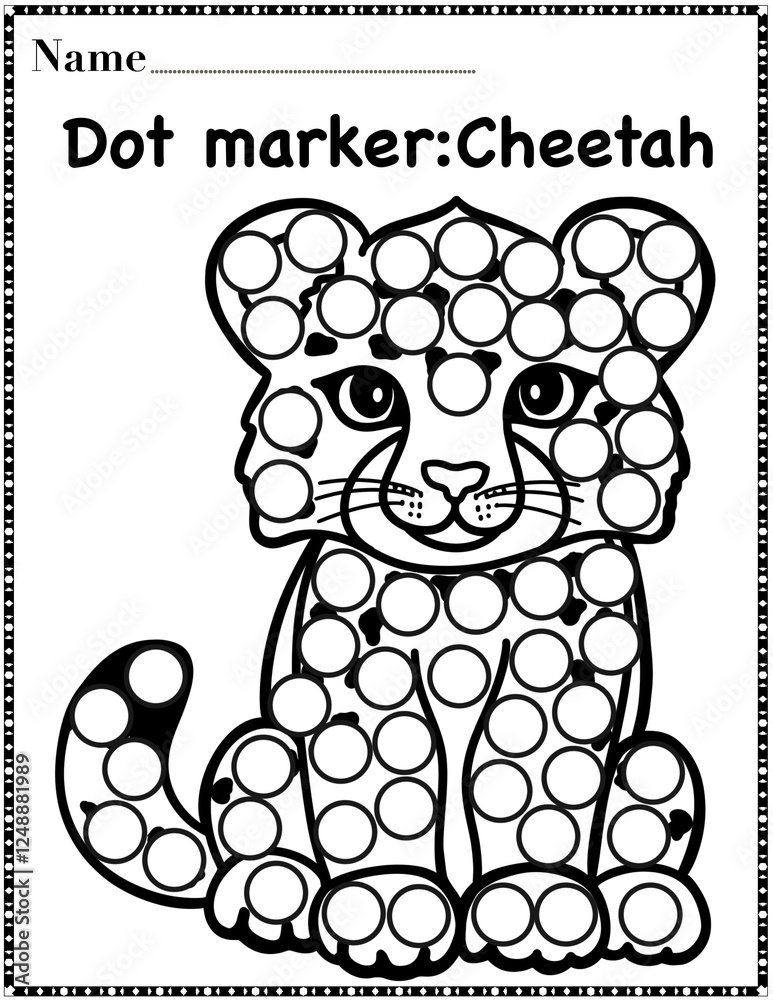 Cheetah dot marker worksheet activity for kids, preschool, kindergarten ...