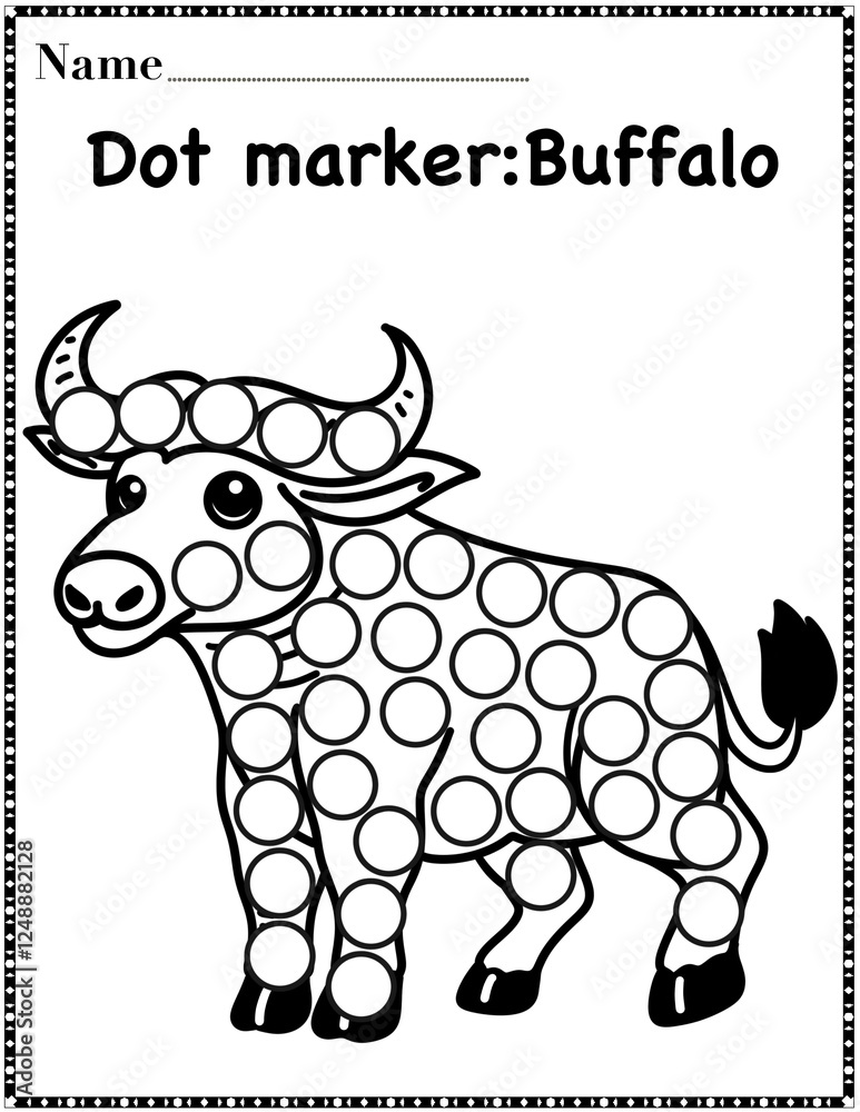 Buffalo dot marker worksheet activity for kids, preschool, kindergarten ...