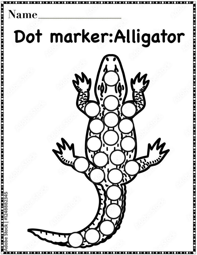 Alligator dot marker worksheet activity for kids, preschool ...