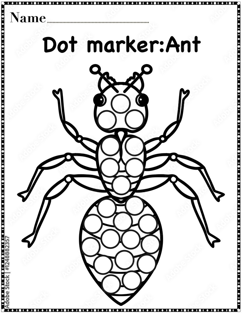 Ilustración de Stock Ant dot marker worksheet activity for kids, preschool, kindergarten and ...