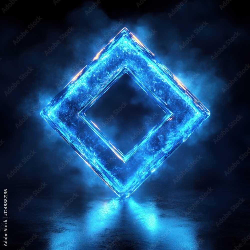 Blue Checkmark Icon in Minimalist Square Outline - 3D Rendering of ...