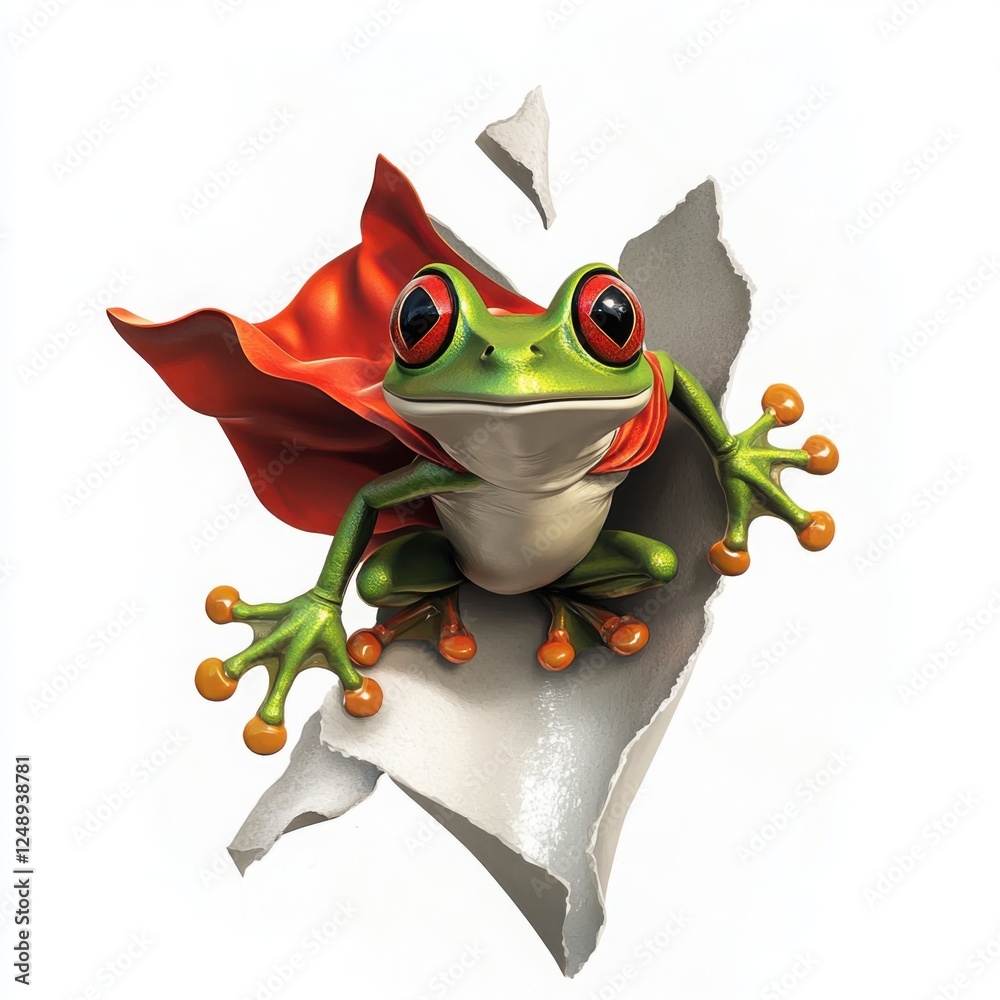 Super Frog: A mischievous green tree frog with red eyes emerges from a ...