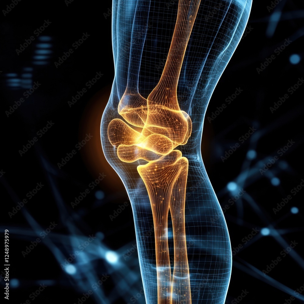Knee anatomy, showing the skeletal structure with bones of the leg ...